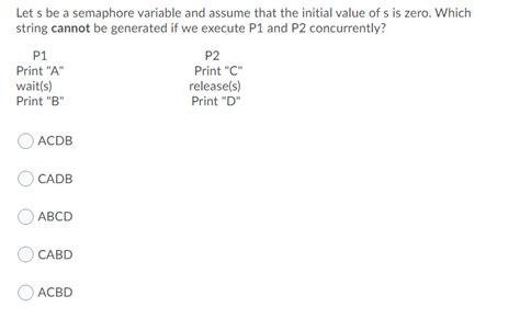 Solved Let S Be A Semaphore Variable And Assume That The