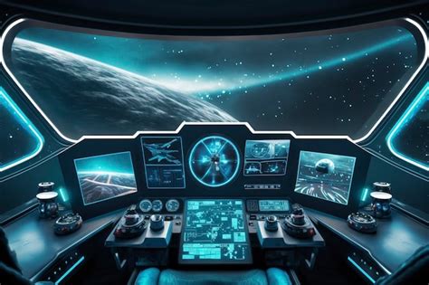 Premium Photo The Cockpit Of A Spaceship Crossing The Interstellar Space And Flying In The