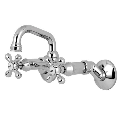 Kingston Ks212c Two Handle 2 Hole Wall Mount Bar Faucet Polished Chrome