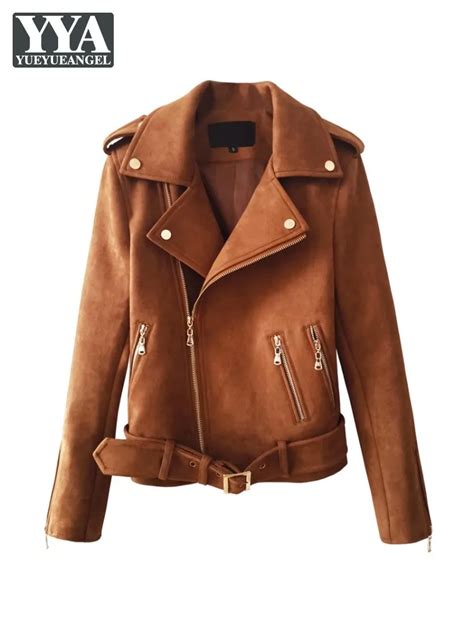 남성용 스웨이드 가죽 재킷 오토바이 바이커 벨트 슬림핏 짧은 코트 라펠 칼라 봄 가을 상의 캐주얼 재킷 패션