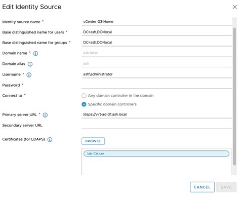 Switch Identity Source To Active Directory Over Ldap In Vsphere 7 0 Vmanalyst