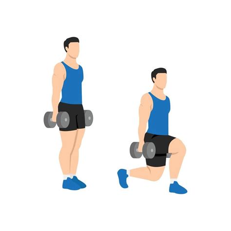 Download Man Doing Dumbbell Walking Lunges Exercise Flat Vector