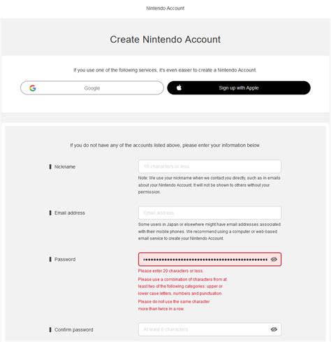 Nintendo Dumb Password Rules