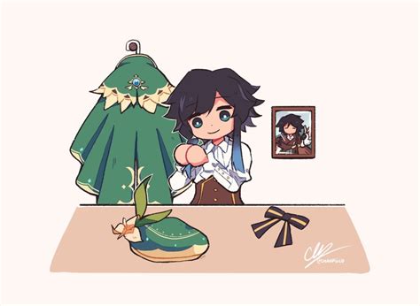 Venti Barbatos And Nameless Bard Genshin Impact Drawn By Chaopiico