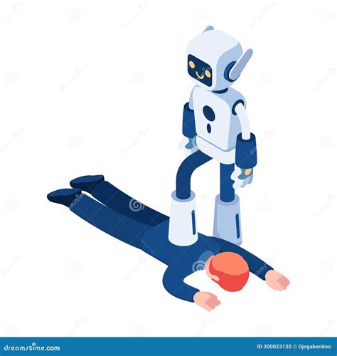 Isometric Ai Robot Step On Businessman Stock Vector Illustration Of Artificial Vector