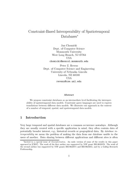 Pdf Constraint Based Interoperability Of Spatiotemporal Databases