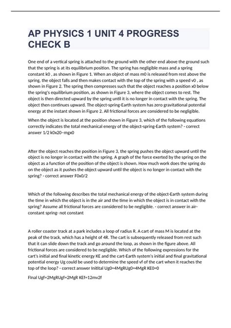 Ap Physics 1 Unit 4 Progress Check B Ap Physics Stuvia Us