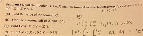 Solved Problem Joint Distribution Let X And Y Be Two Chegg
