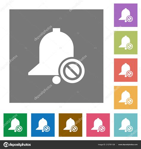 Disable Reminder Flat Icons Simple Color Square Backgrounds Stock Vector By Renegadehomie