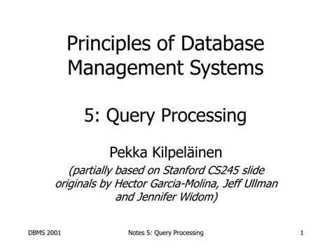 Ppt Principles Of Database Management Systems 5 Query Processing