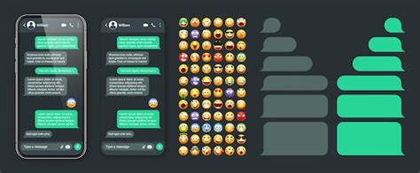 Premium Vector Smartphone Messaging App User Interface With Emoji Sms Text Frame Chat Screen