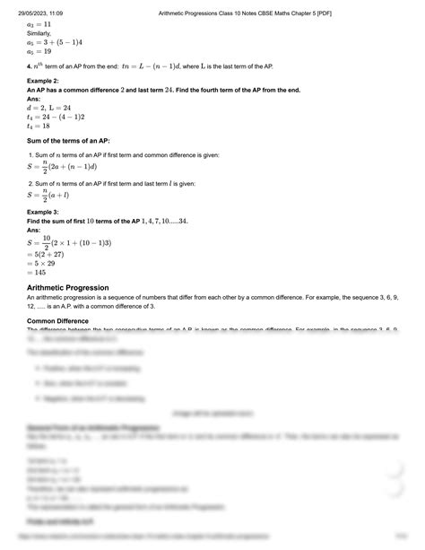 Solution Arithmetic Progressions Class 10 Notes Cbse Maths Chapter 5