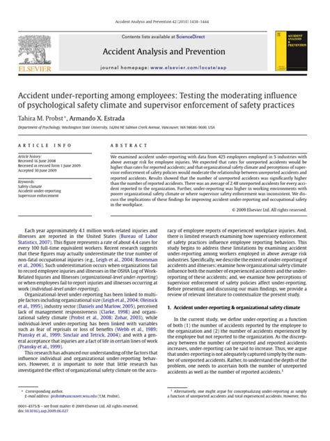 accident under reporting among employees pdf occupational safety
