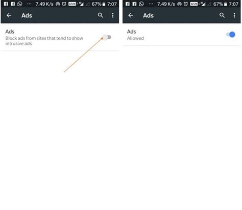 how to enable turn on in built block ads option in android chrome browser