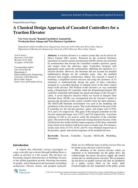 pdf a classical design approach of cascaded controllers for a