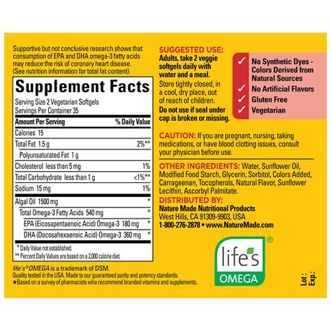 Algae Omega 3 540 Mg Softgels And Nature Made®