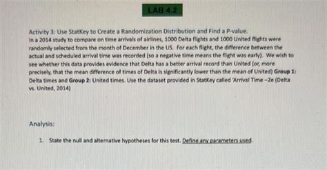 Solved Activity 3 Use Statkey To Create A Randomization