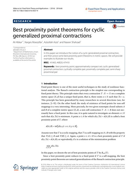 PDF Best Proximity Point Theorems For Cyclic Generalized Proximal Contractions