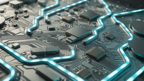 Futuristic Metallic Texture With Led Lights Circuit Patterns Premium Ai Generated Image