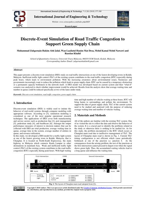 pdf discrete event simulation of road traffic congestion to support