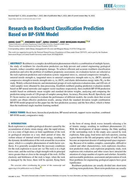 Pdf Research On Rockburst Classification Prediction Based On Bp Svm Model