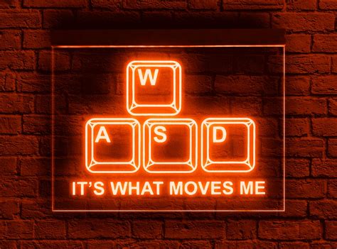 Wasd Neon Sign Wasd Key Led Sign Wasd Neon Light Game Room Neon Sign Man Cave Neon Sign Gamer