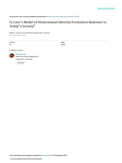 Is Casss Model Of Homosexual Identity Formation Relevant To Todays Society Pdf