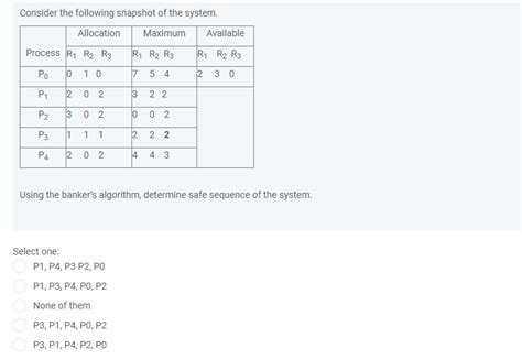 Solved Consider The Following Snapshot Of The System Using
