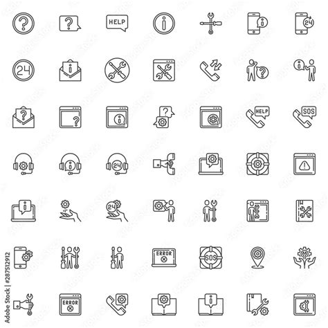 Technical Support Line Icons Set Customer Service Linear Style Symbols