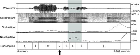 Waveform Spectrogram Oral Airflow And Nasal Airflow For Glè Mhinig