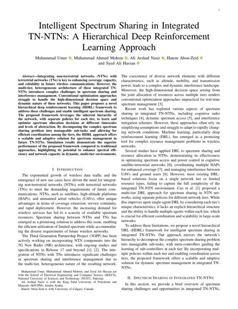 Pdf Intelligent Spectrum Sharing In Integrated Tn Ntns A