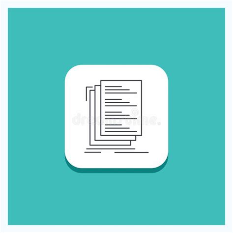 Round Button For Code Coding Compile Files List Line Icon Turquoise Background Stock Vector
