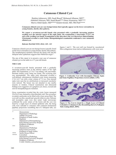 Pdf Cutaneous Ciliated Cyst
