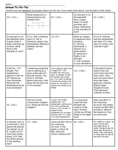Integer Tic Tac Toe