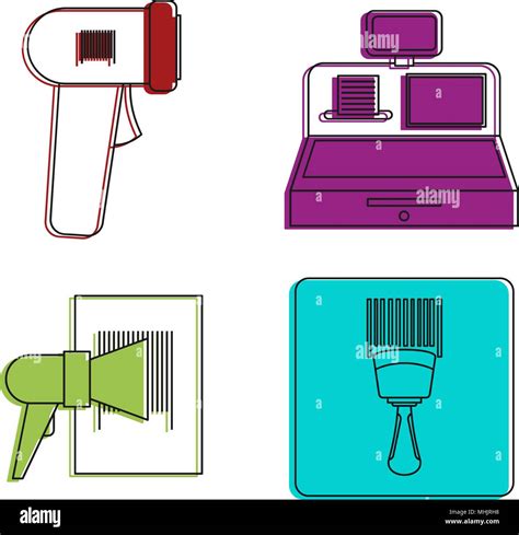 Code Bar Scaner Icon Set Color Outline Style Stock Vector Image Art Alamy