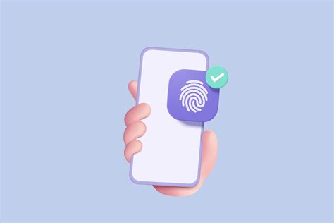 3d Fingerprint Cyber Secure In Hand Holding Mobile Phone Digital Security Concept Finger Scan