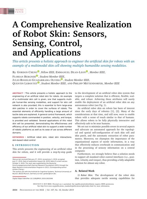 pdf a comprehensive realization of robot skin sensors sensing