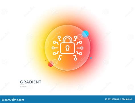 Security Lock Line Icon Cyber Defence Sign Gradient Blur Button Vector Stock Vector