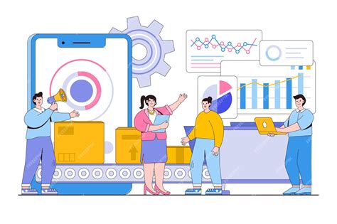 Premium Vector Smart Industry 40 Automation And User Interface Concept Group People Connecting