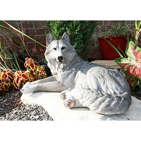 Ebros Direwolf Ghost Resting Alpha Gray Lone Wolf Large Statue 15 75