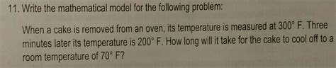Solved Write The Mathematical Model For The Following Chegg
