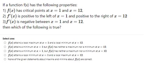 Solved If A Function F X Has The Following Properties Chegg