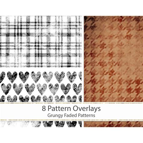 Grungy Pattern Overlays Png Paper Patterns Faded Overlays Etsy