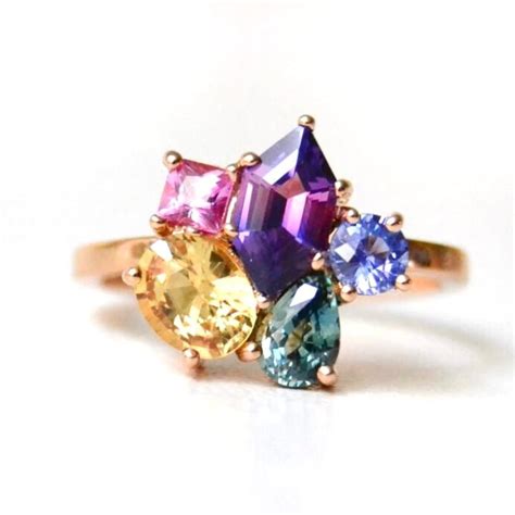 5 Stone Cluster Ring With Sapphires Anpé Atelier Cph