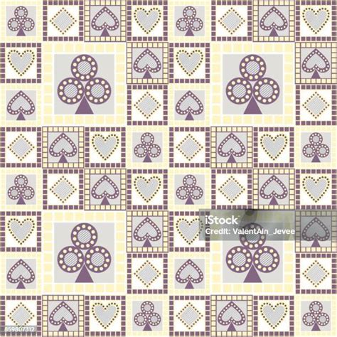 카드 놀이의 아이콘으로 원활한 벡터 패턴입니다 장식 기하학적 배경입니다 반복 장식입니다 게임 및 도박 완벽 한 패턴의 시리즈 0명에 대한 스톡 벡터 아트 및 기타 이미지