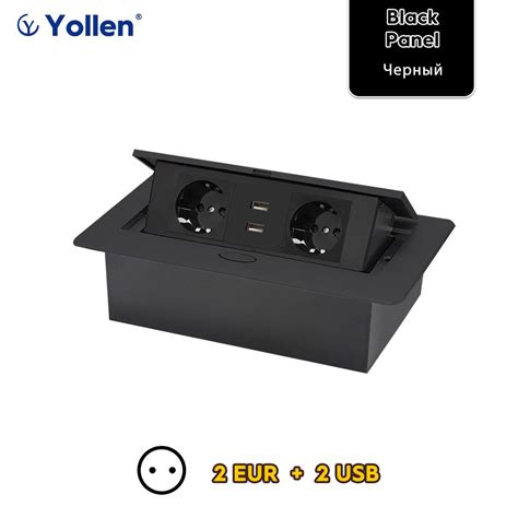 Встраиваемая выдвижная розетка в столешницу для кухни, 2EUR 2USB ...