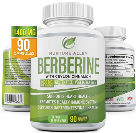 Nurture Alley Berberine Hcl 1400mg Berberine Hcl 1200mg Plus Organic Ceylon Cinnamon 200mg