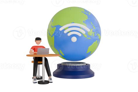 Freelancer Use Wifi For Internet 3d Illustration Public Wifi Hotspot 3d Illustration 45984623 Png