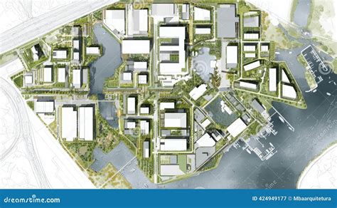 Aerial Master Plan For Waterfront Urban Redevelopment Royalty Free