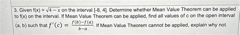 solved given f x 4 x2 ﻿on the interval 8 4 ﻿determine